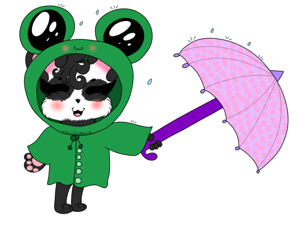 Panda Bear In Froggy Raincoat - - ibisPaint