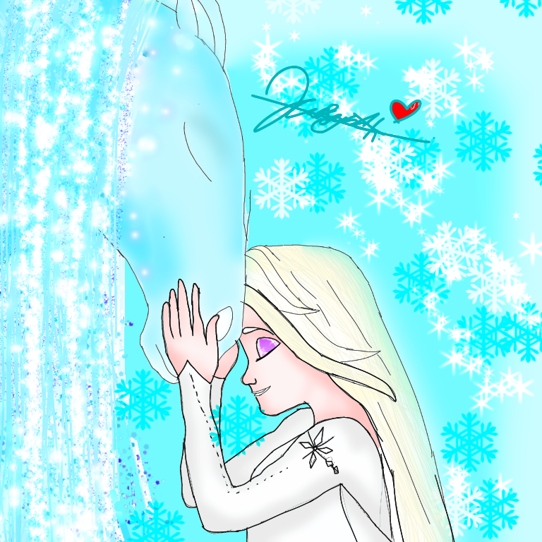 frozen 2 elsa and her horse water indah - ibisPaint