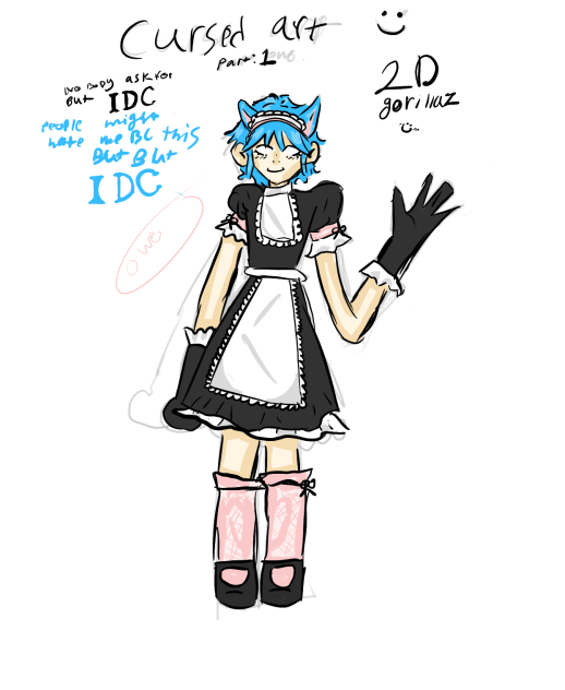2D in a maid dress - ibisPaint
