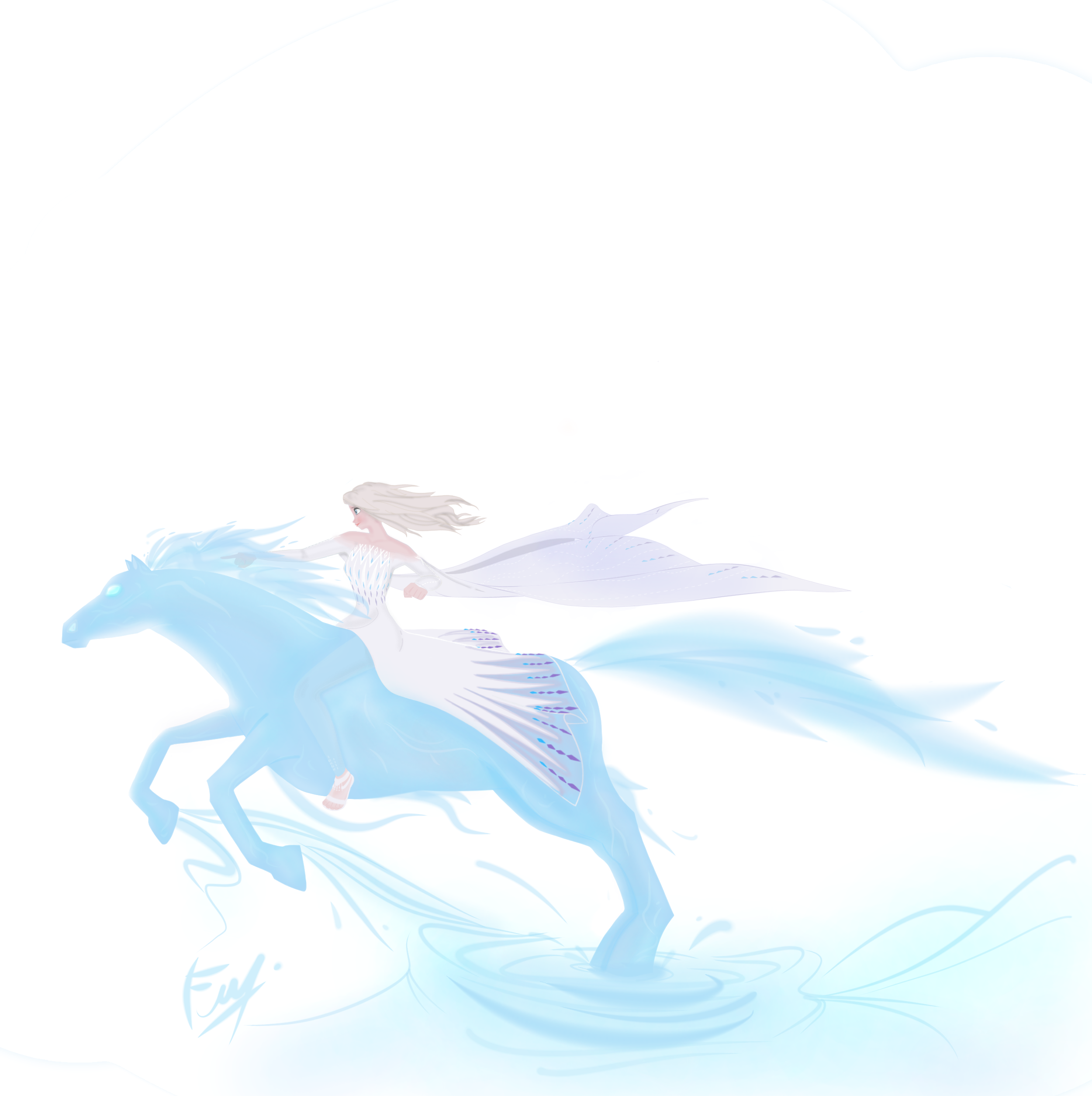 Elsa and Nokk(Water Spirit)Frozen 2 - ibisPaint