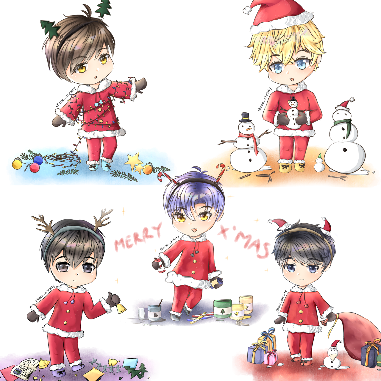 christmas chibis - ibisPaint