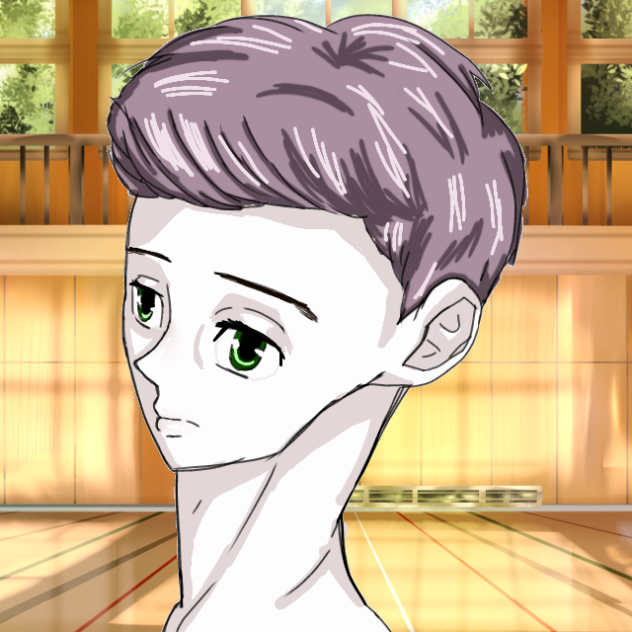 Purple haired boy at the school gym - ibisPaint