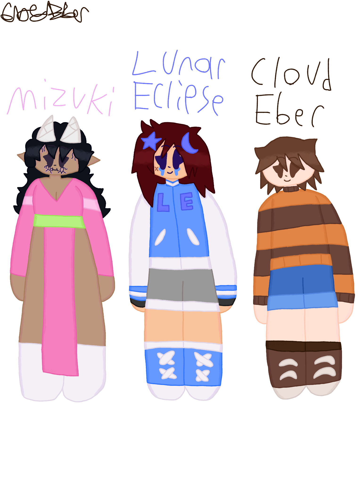 Mizuki, Lunar Eclipse, and Cloud Eber - ibisPaint