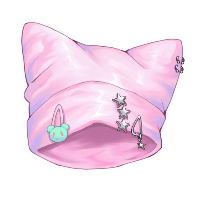 pink y2k cat ears hat - ibisPaint