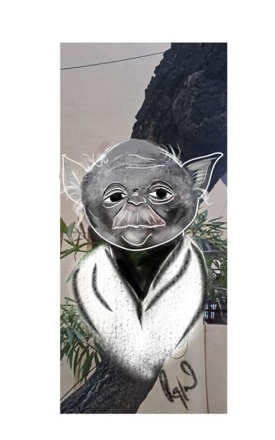 spotted Yoda like character on a tree - ibisPaint
