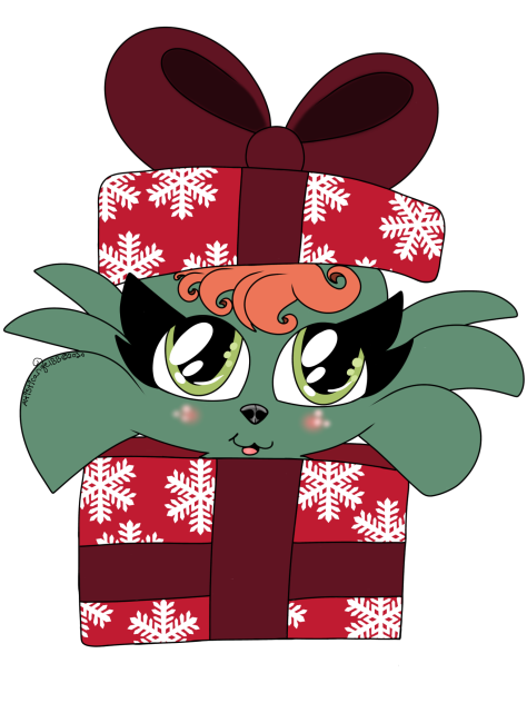 Green Puppy In A Red Gift Box - ibisPaint