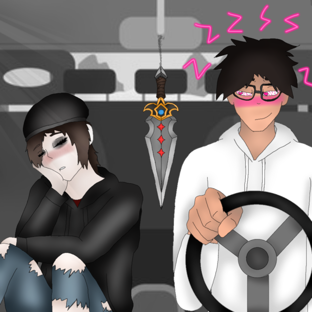 Omega and Floyd in car - ibisPaint