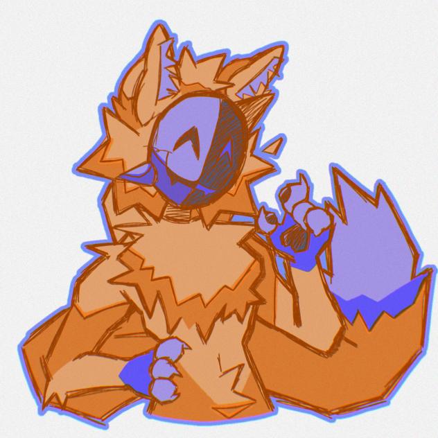 random orange wolf character - ibisPaint