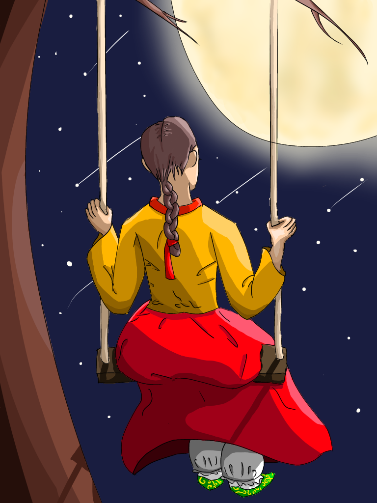 Korean girl in hanbok 대한민국의 한복 입은 소녀 - ibisPaint