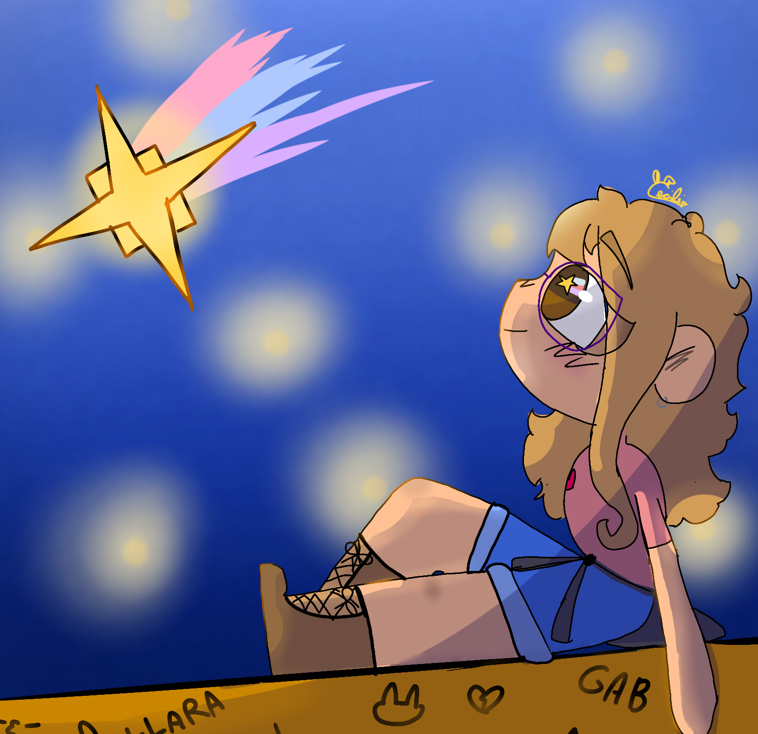 noite estrelada,com Cecília - ibisPaint