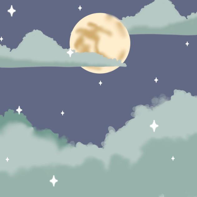 Moon with cloud and starz - ibisPaint