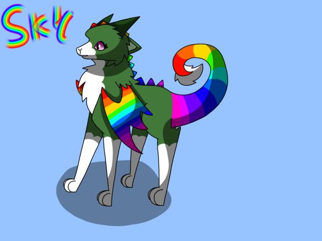 Dragon, Rainbow Dragon, Sky. - ibisPaint