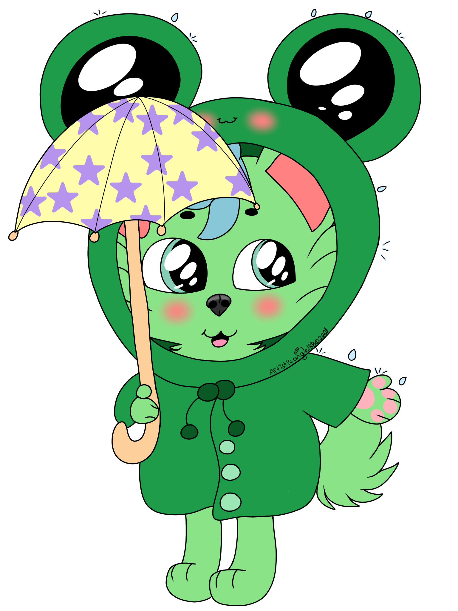 Green Puppy In Froggy Raincoat - ibisPaint