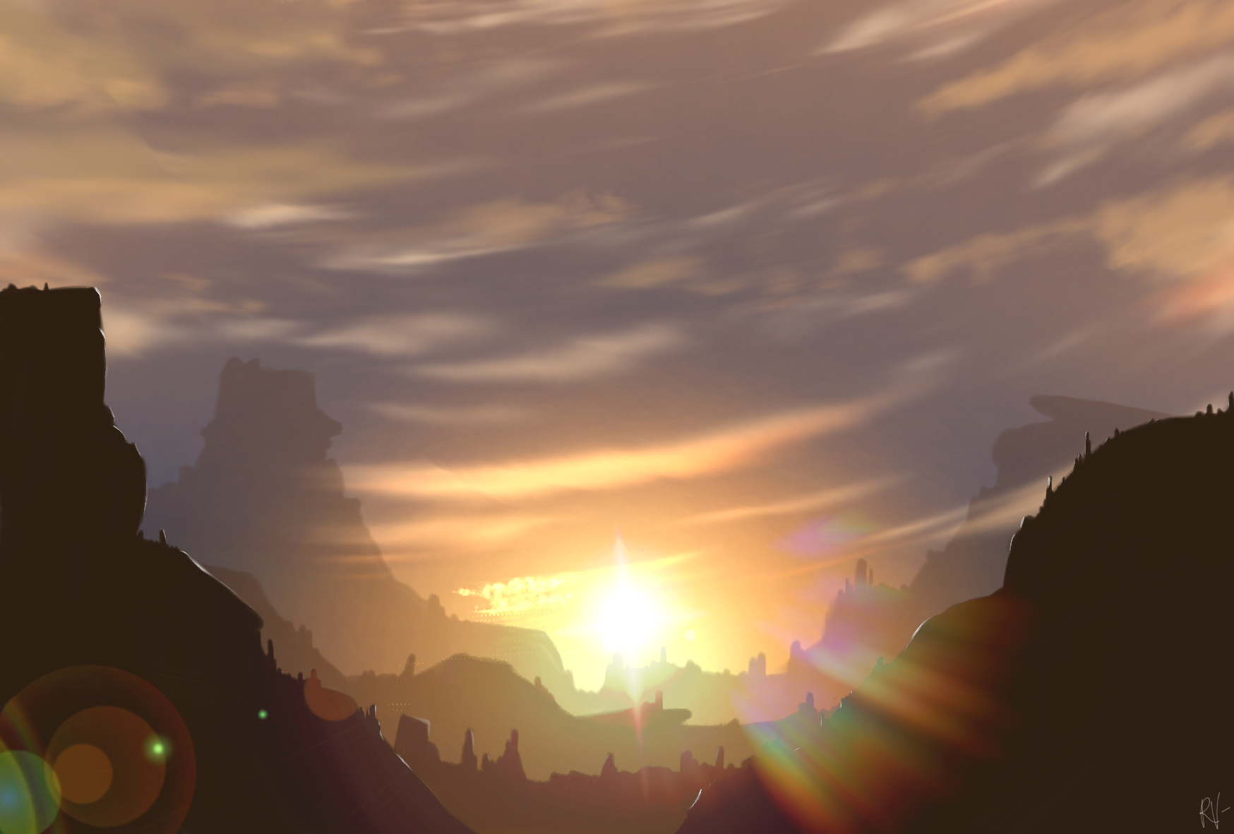 sunset at the mountain - ibisPaint
