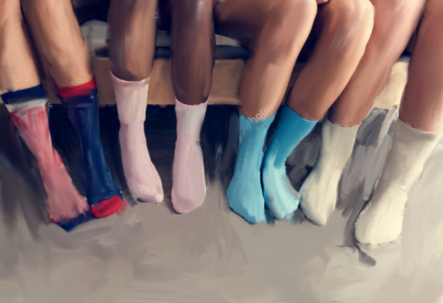 The barefoot legs of girls with socks - ibisPaint