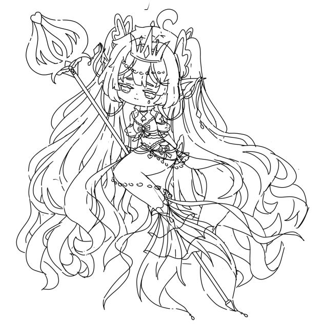 WIP-Mermaid princess-Chibi - ibisPaint