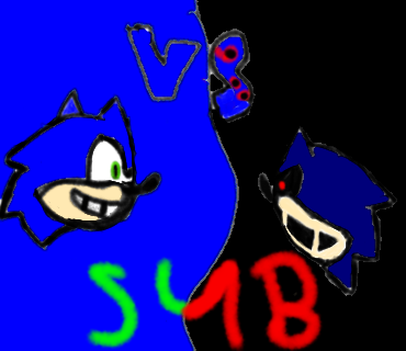 exe vs sonic drawing - ibisPaint