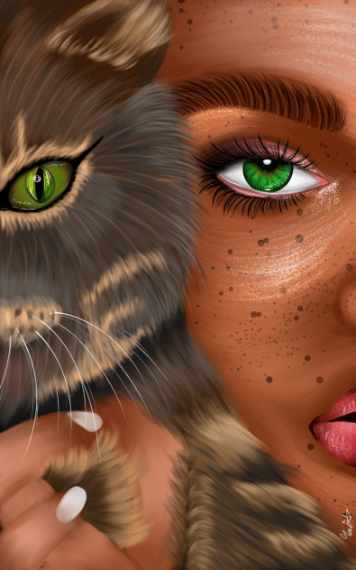 cat & woman - ibisPaint
