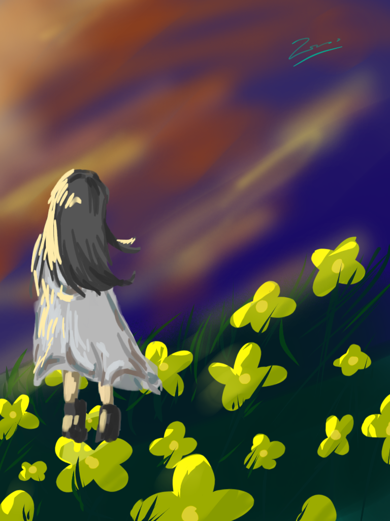 Evening flower field - ibisPaint