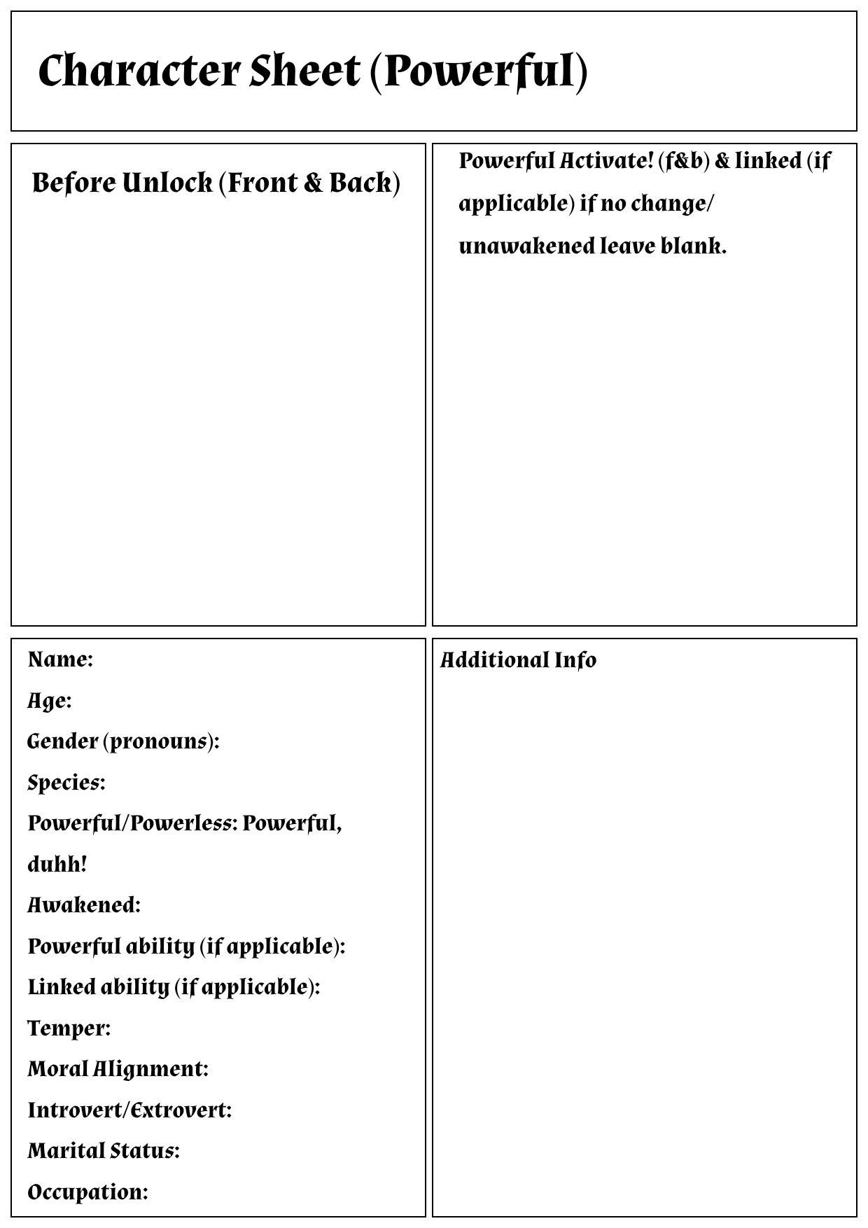 Character Sheet Powerful - ibisPaint