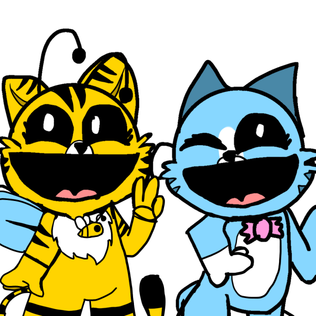 Bee Cat & Candy Cat smiling critters - ibisPaint
