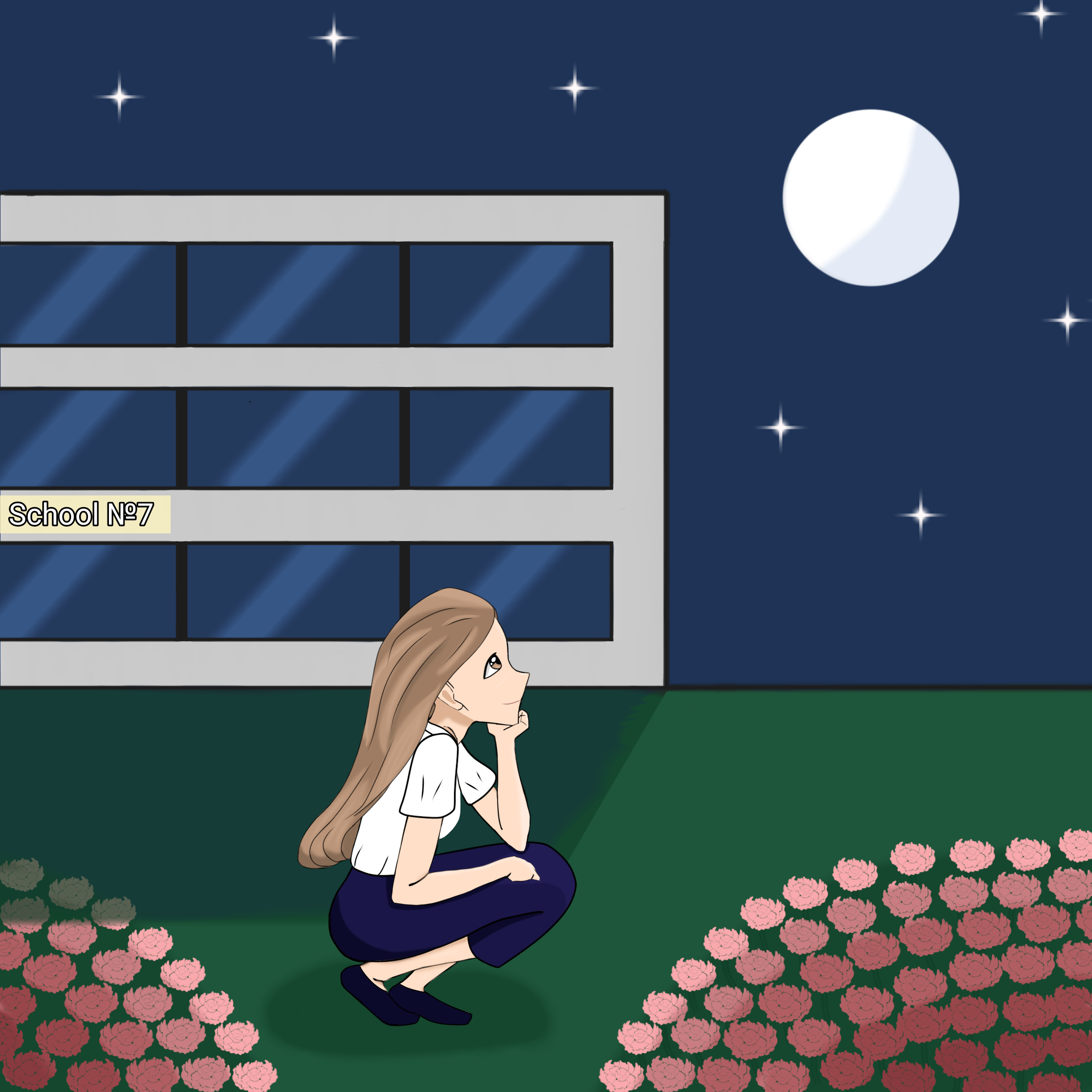 Girl and Moonlight - ibisPaint