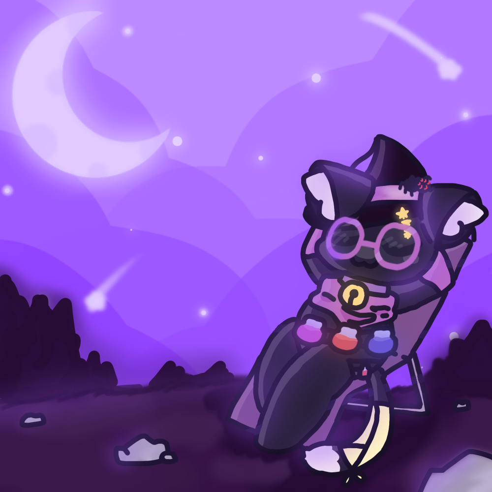 Moon bathing… 🌙🐈‍⬛🪄 - ibisPaint