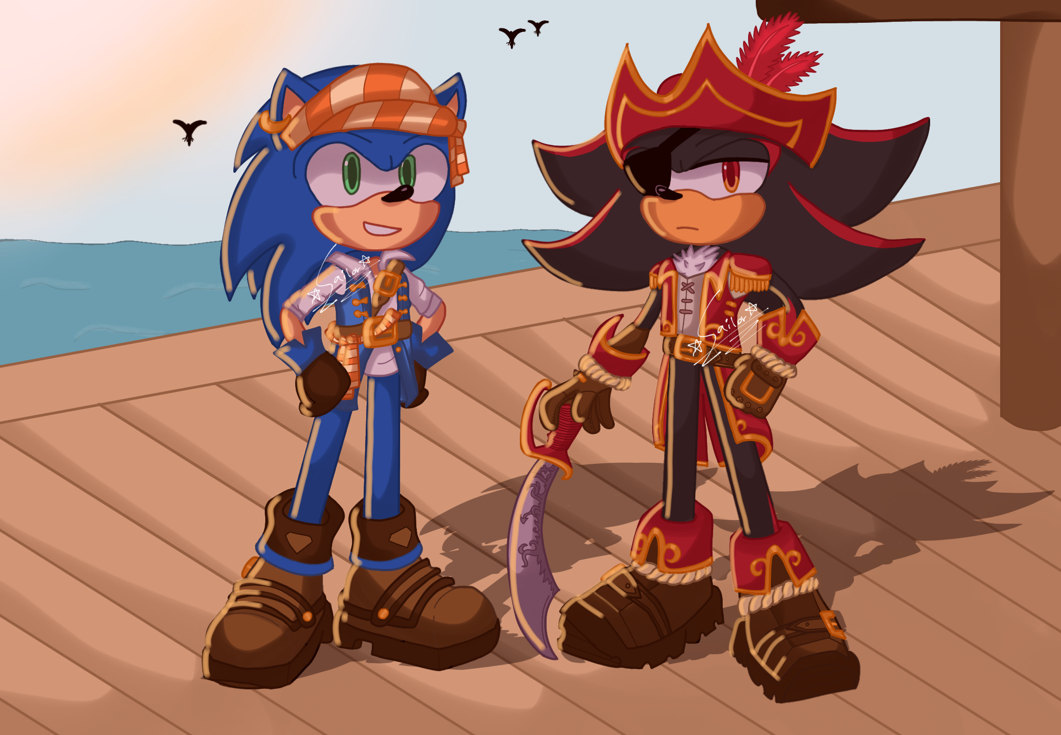 Captain Shadow & Pirate Sonic °• - ibisPaint