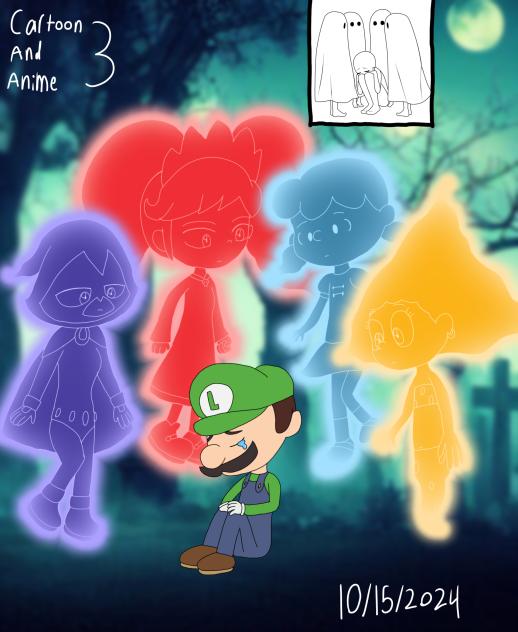 Luigi Gets Surrounded By Ghosts - ibisPaint
