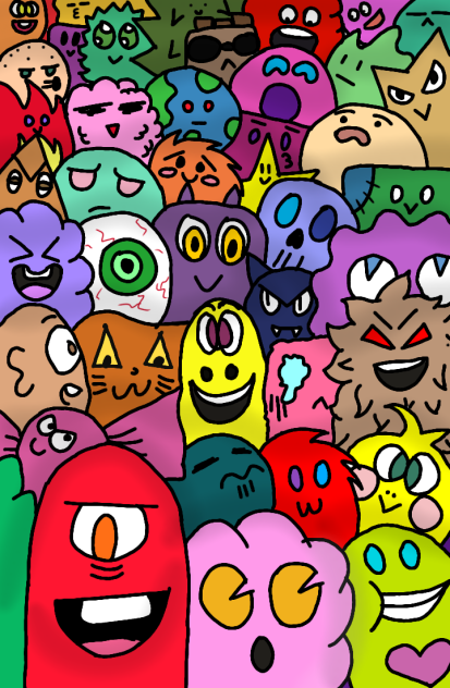 Happy Monster Friends - ibisPaint