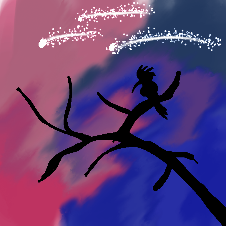 abstract shooting stars with bird paint - ibisPaint