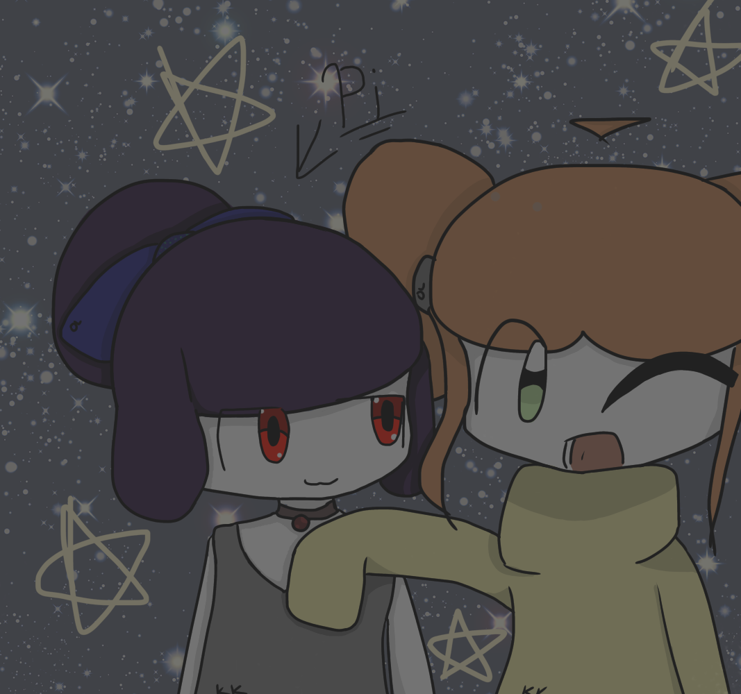 Mori is with her dog like friend, Pi - ibisPaint