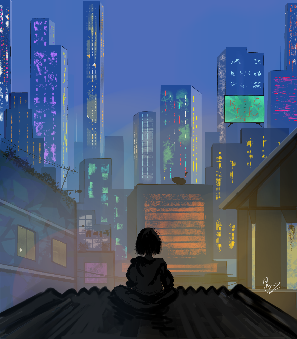 Cityscape at night - ibisPaint