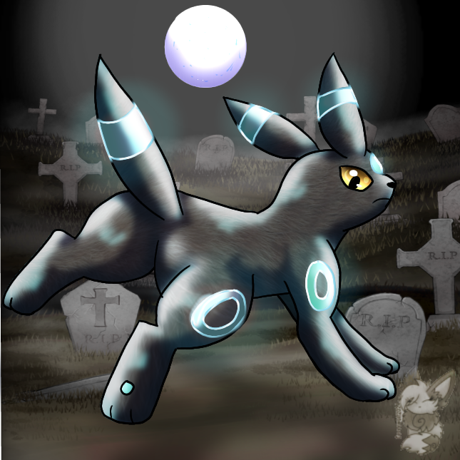 shiny umbreon in the cemetery g - ibisPaint