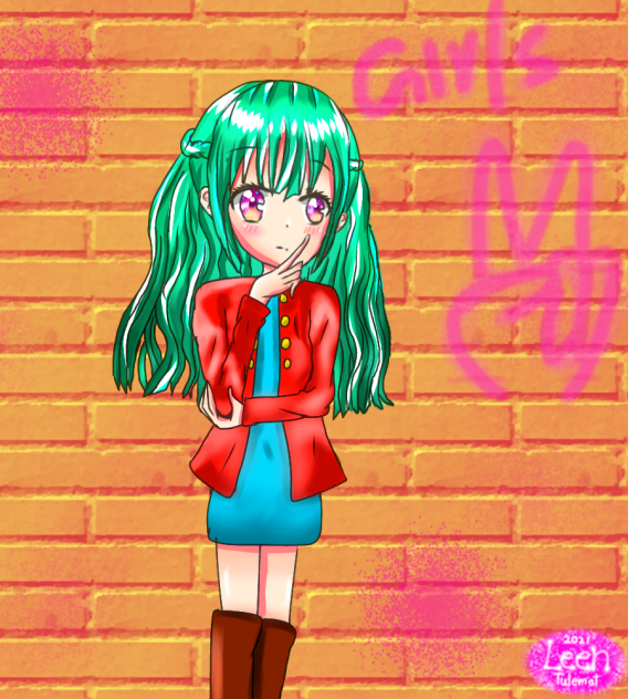 curly green hair - ibisPaint