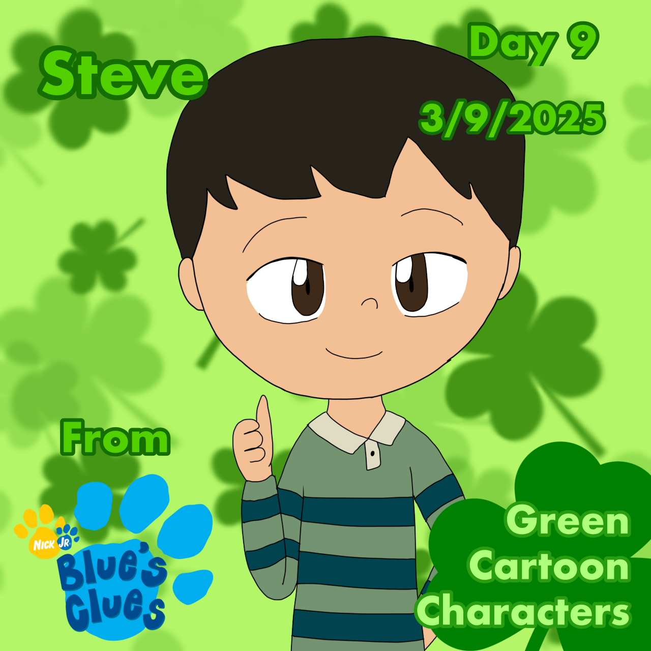 Green Cartoon Characters Day 9 Steve - ibisPaint