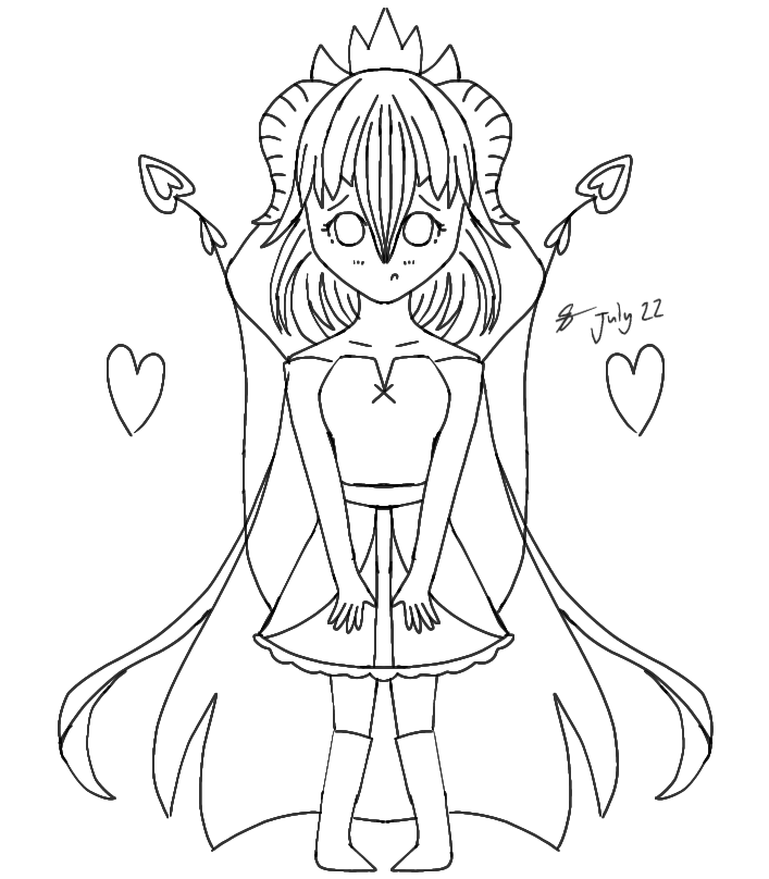 The Demon Devils Caring Daughter Lineart - ibisPaint
