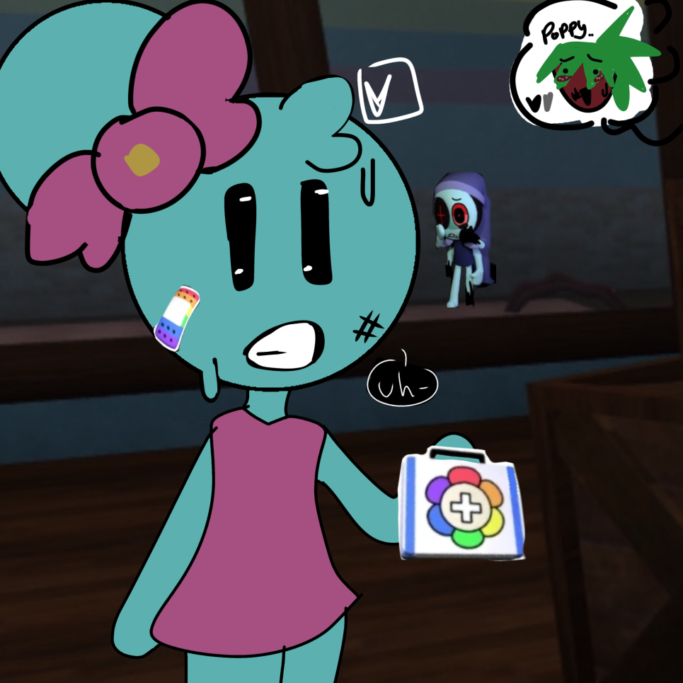Poppy and sprout fighting over a medkit - ibisPaint