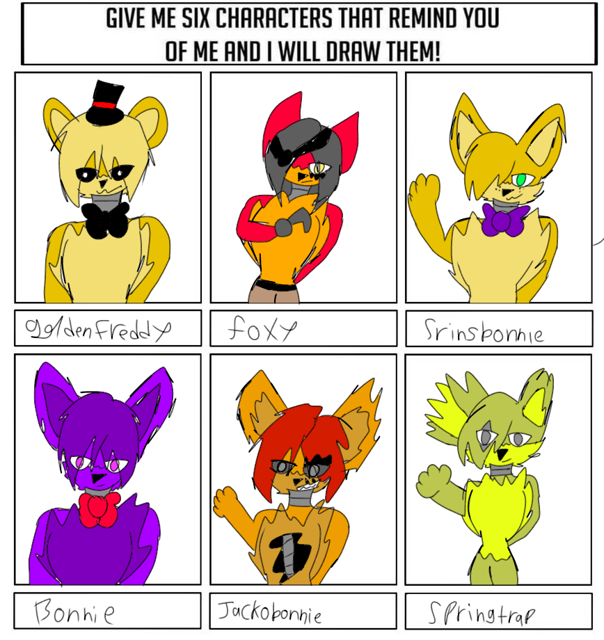 give me six characters that remind you o - ibisPaint