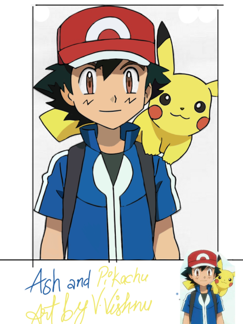 Ash and Pikachu Perfect Drawing 👌 🥳🥳 - ibisPaint