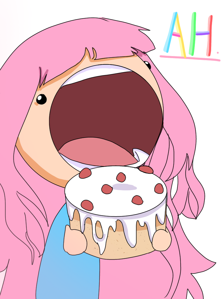 Rainbow eating her cake hat - ibisPaint