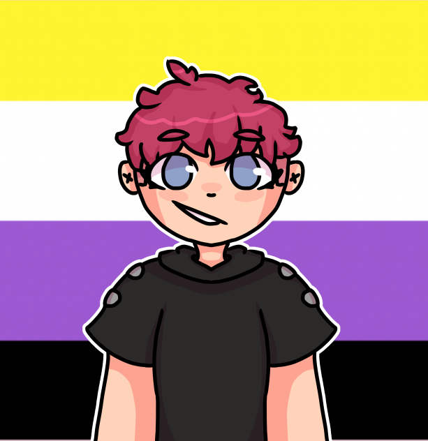 Me with nonbinary flag bg - ibisPaint