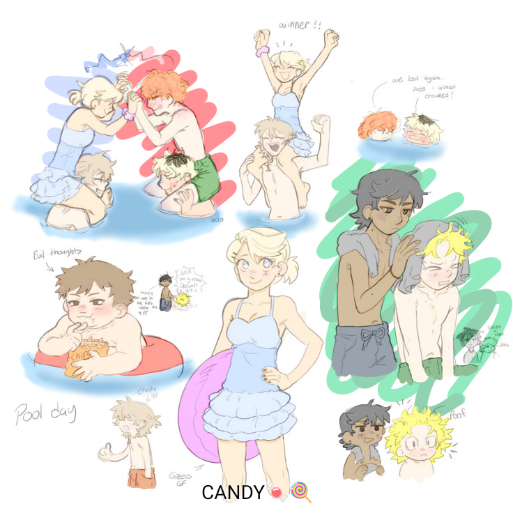 Pool day with the squard - ibisPaint