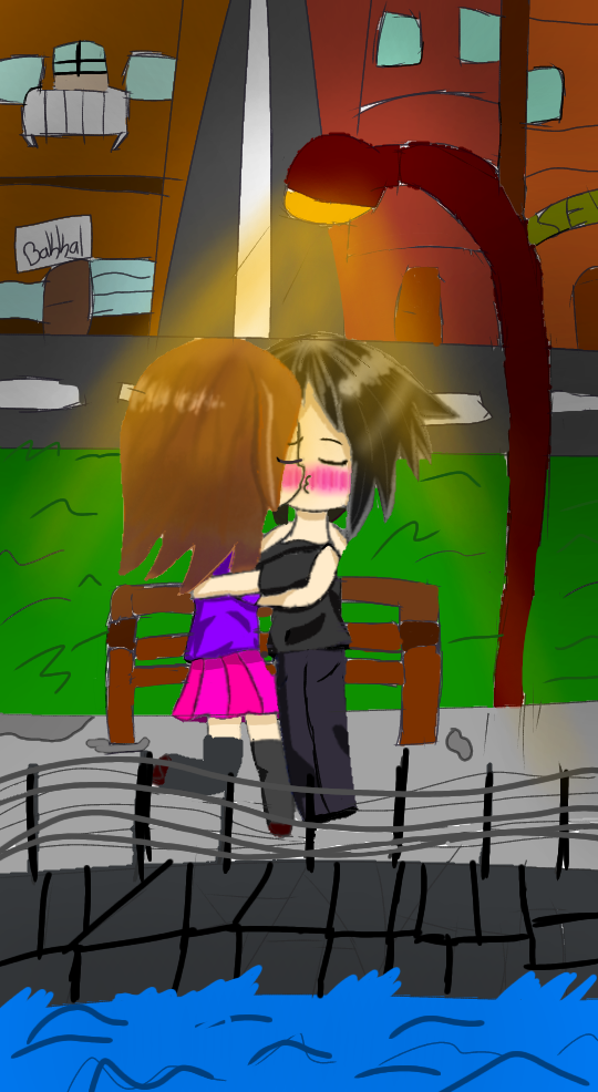 Kissing Under The Street Lamp - ibisPaint