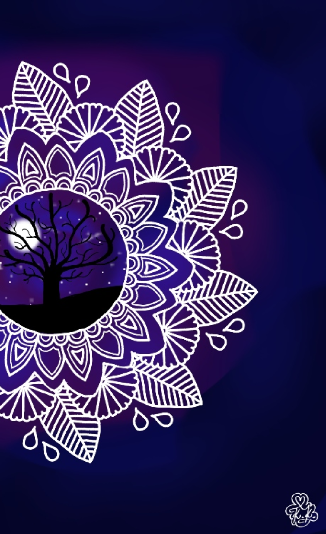 night mandala with tree - ibisPaint