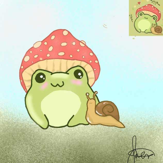 cute frog with friend - ibisPaint