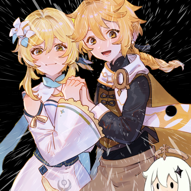 Aether,Lumine and paimon - ibisPaint