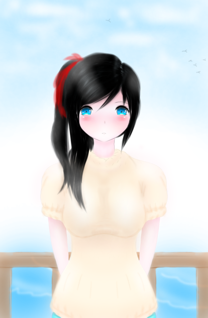 gadis dan pantai v2 - ibisPaint