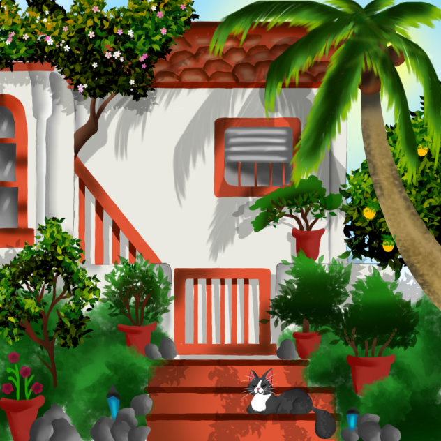 garden house in summer - ibisPaint