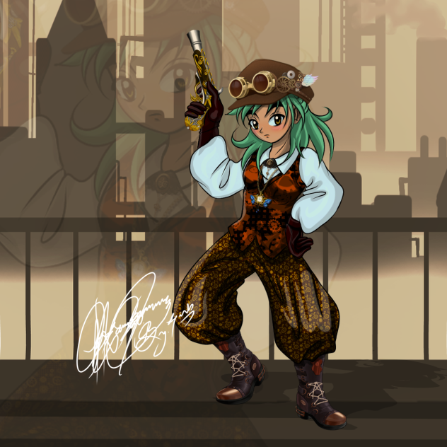 Green in a version Steampunk. - ibisPaint